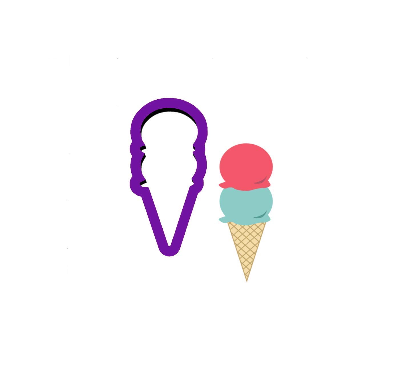 Double Scoop Ice Cream Cone Cookie Cutter