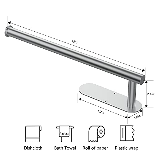 Paper Towel Holder Wall Mount-Adhesive or Drilling Stainless Steel Paper Towel Holder Under Cabinet Mount for Kitchen Bathroom (Silver)