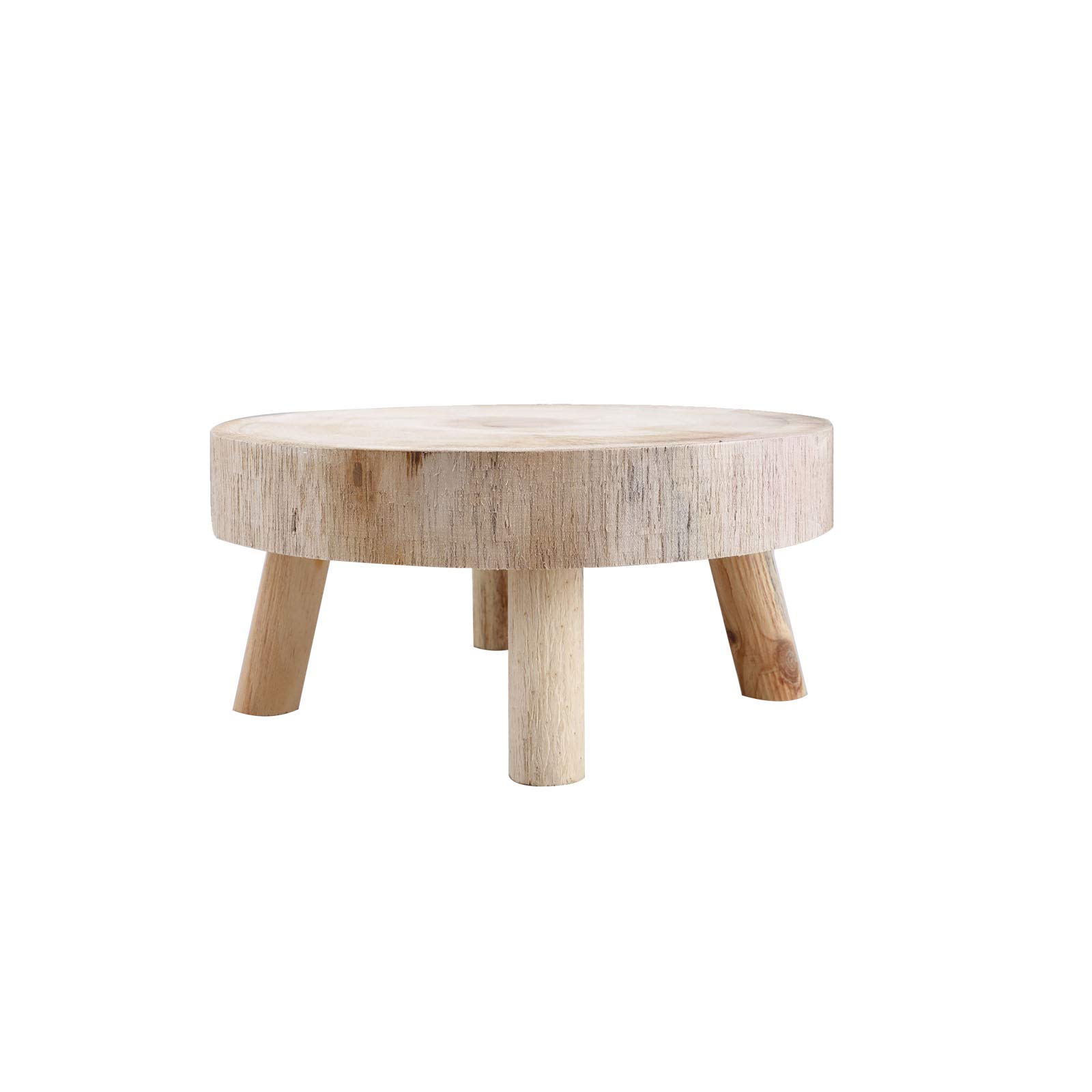UNIE Mini Wooden Stool Round Garden Flower Display Stand Decorative Short Stool for Indoor Outdoor Office Dining Room