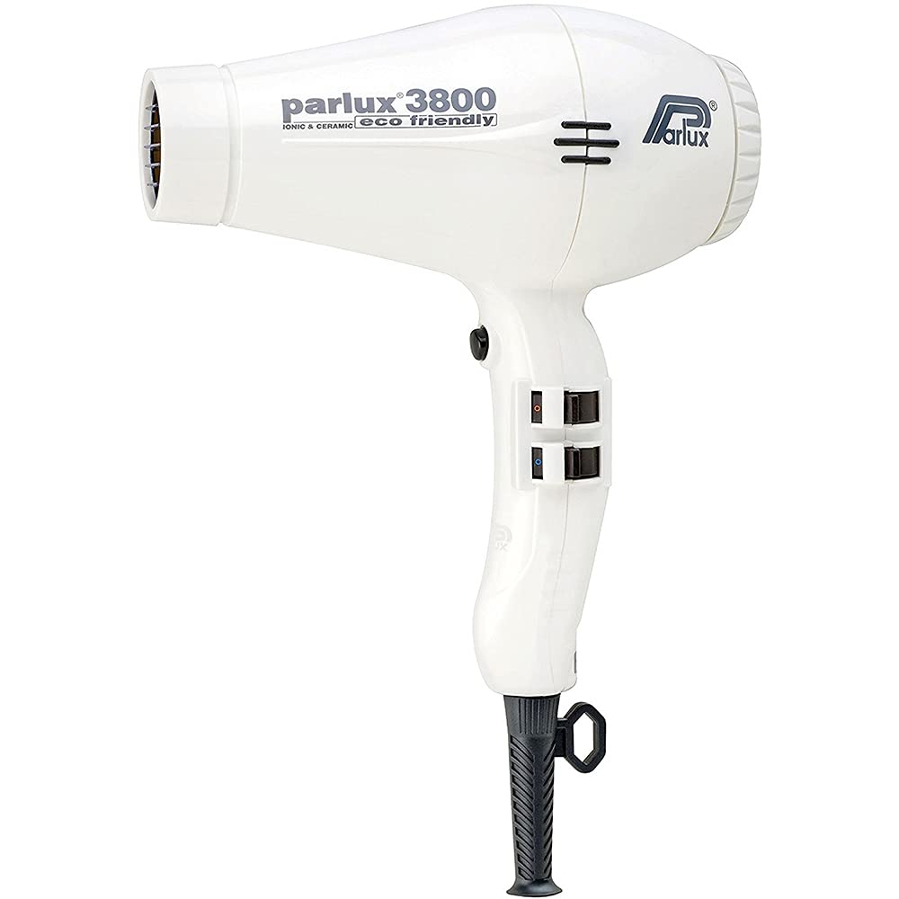 Parlux 3800 Eco Friendly Ionic & Ceramic White Hair Dryer + M Hair Designs Metal Mesh Diffuser (Bundle) β Lightweight, Fast-Drying, Frizz-Control Blow Dryer for Salon-Quality Styling