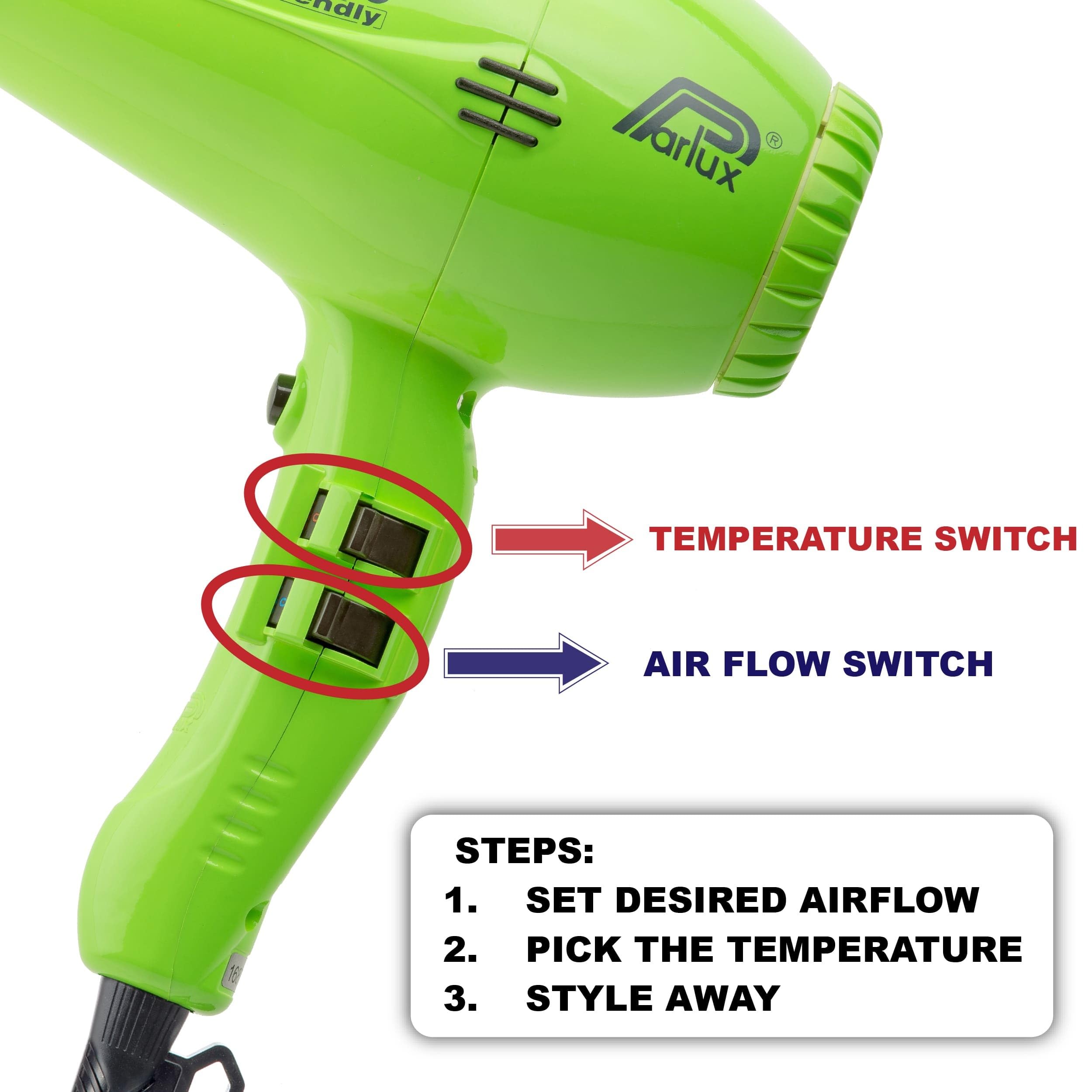 Parlux 3800 Eco Friendly Ionic & Ceramic White Hair Dryer + M Hair Designs Metal Mesh Diffuser (Bundle) β Lightweight, Fast-Drying, Frizz-Control Blow Dryer for Salon-Quality Styling
