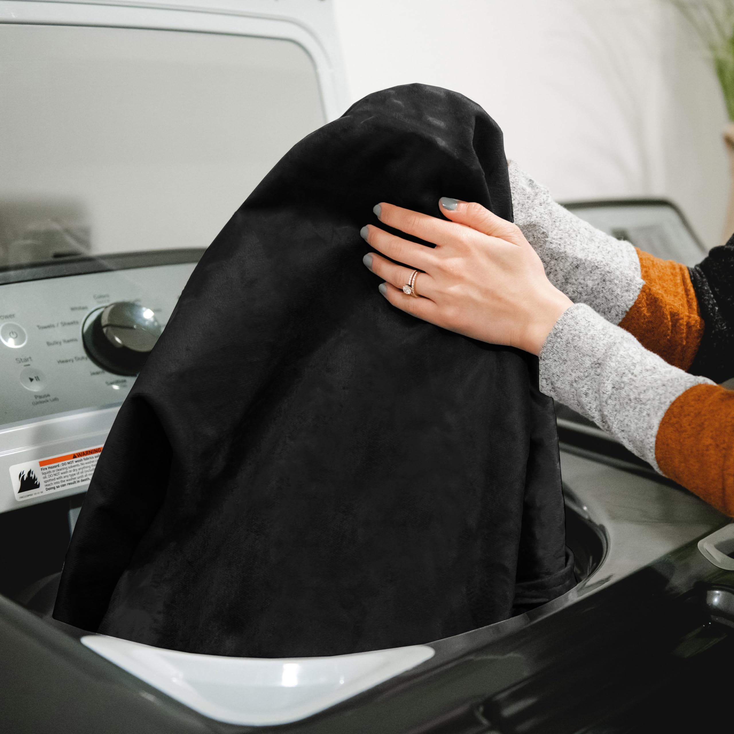 Big Joe Fuf XL Cover Only Machine Washable, Black Plush, Soft Polyester