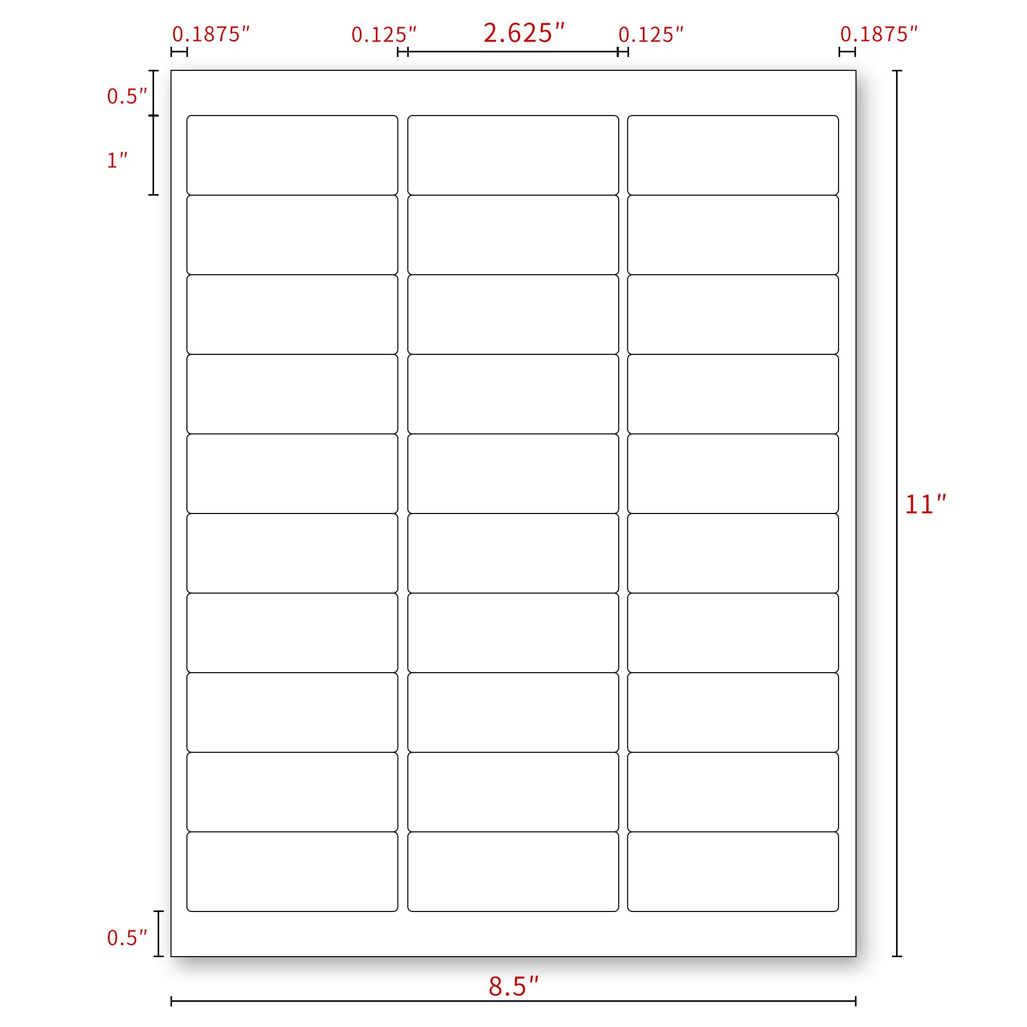 KKBESTPACK Label Sticker, Address Labels – 30 Up Shipping Labels 1” x 2-5/8” Self-Adhesive Barcode FNSKU Stickers for Inkjet and Laser Printer (100 Sheets / 3000 Labels) (KK30)