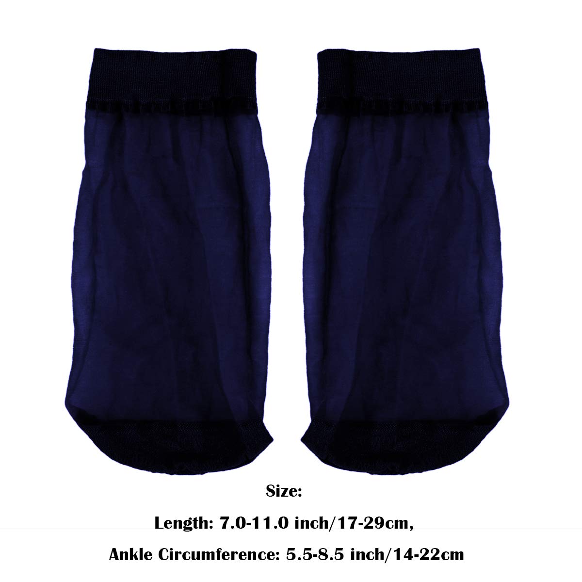 JEATHA 3 Pairs Summer Silk Thin Ankle Sheer Socks Anti-slip Casual Short Over Ankle Socks Stretchy Hosiery for Men Women Navy Blue One Size