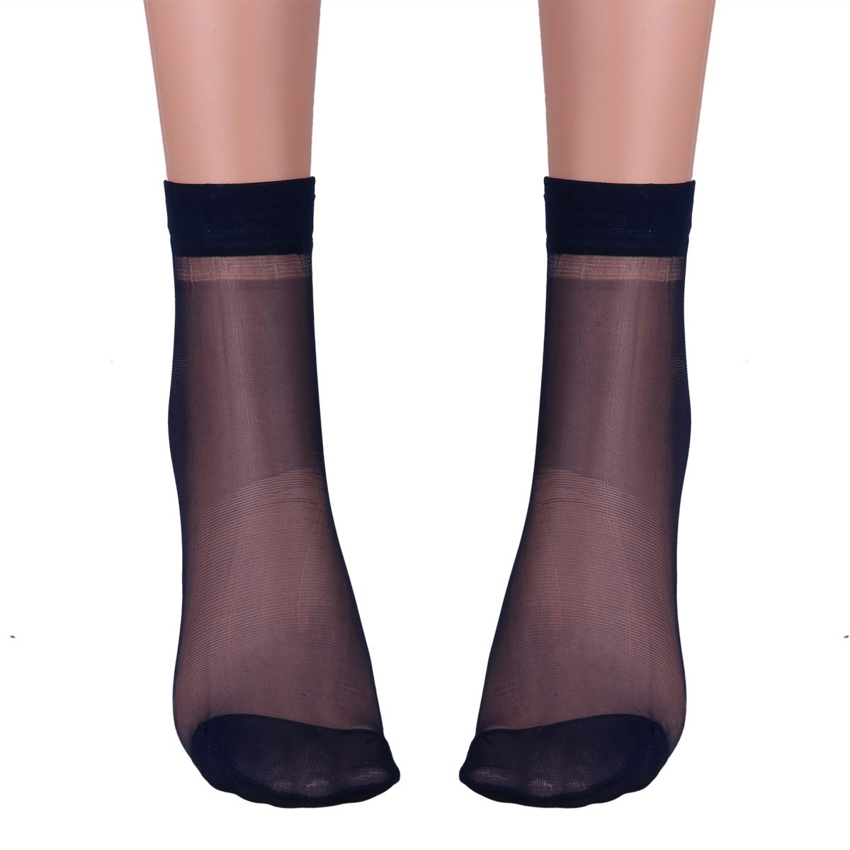 JEATHA 3 Pairs Summer Silk Thin Ankle Sheer Socks Anti-slip Casual Short Over Ankle Socks Stretchy Hosiery for Men Women Navy Blue One Size