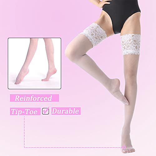 G&Y Thigh High Stockings with Silicone - 15D Sheer Lace Top Nylon Stay Up Pantyhose for Women