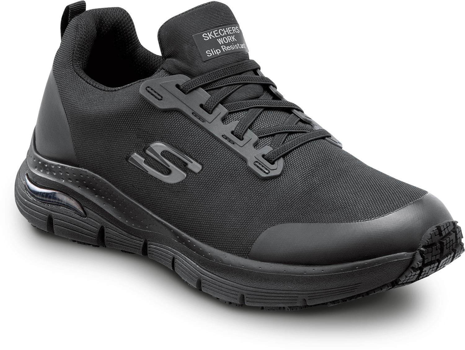 Skechers Work Arch Fit Jake, Men's, Black, Slip On Athletic Style, MaxTrax Slip Resistant, Soft Toe Work Shoe (10.0 M)
