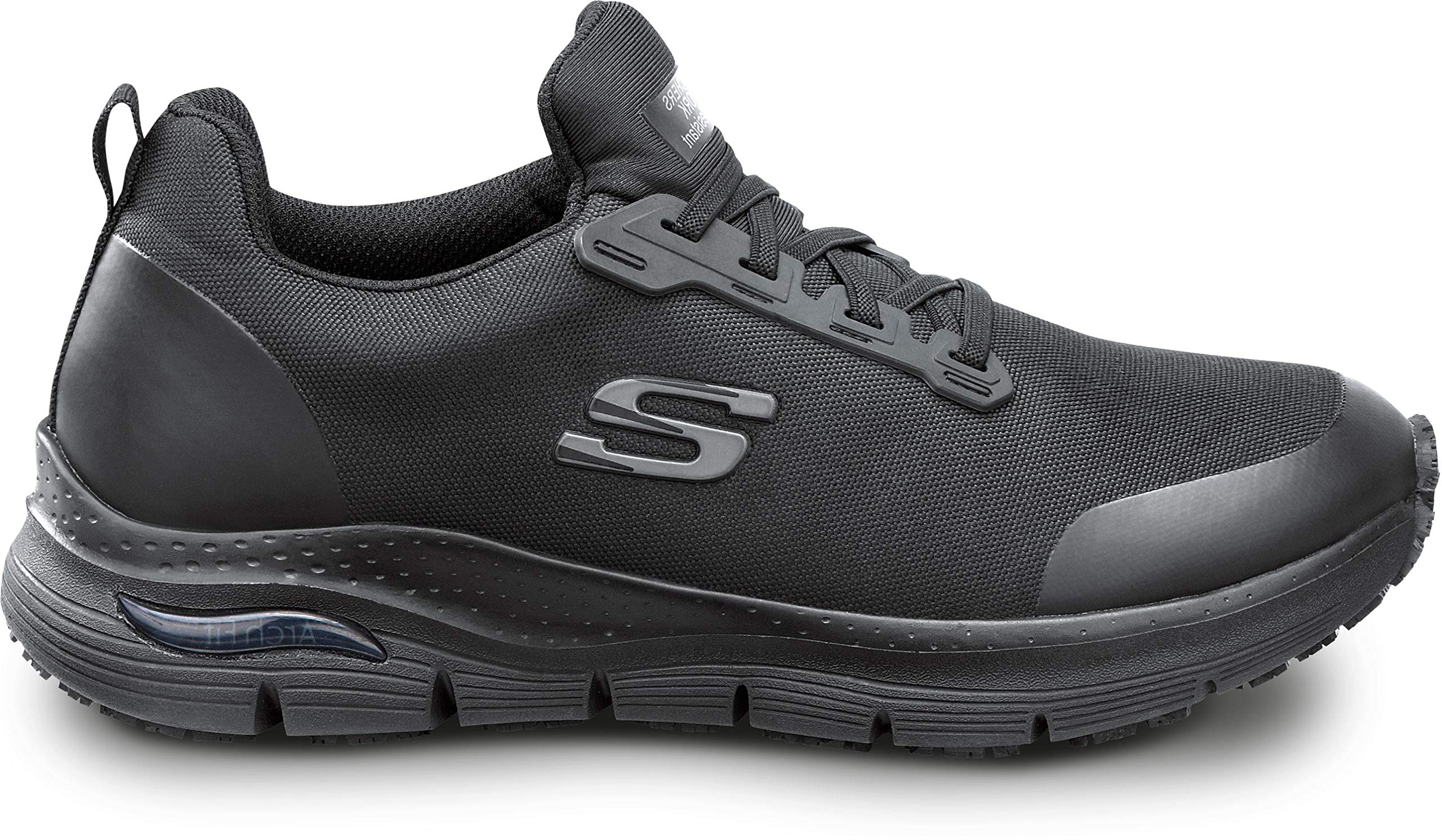 Skechers Work Arch Fit Jake, Men's, Black, Slip On Athletic Style, MaxTrax Slip Resistant, Soft Toe Work Shoe (10.0 M)