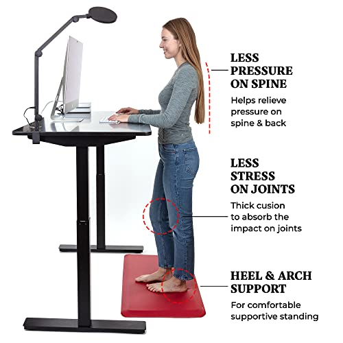 Zulay Home Large 20 x 32 Inch Anti Fatigue Floor Mat - 3/4 Inch Thick Cushioned Kitchen Mats for Standing - Comfortable Padded Floor Mats for Standing Work Desk - Memory Foam Kitchen Mat - Red
