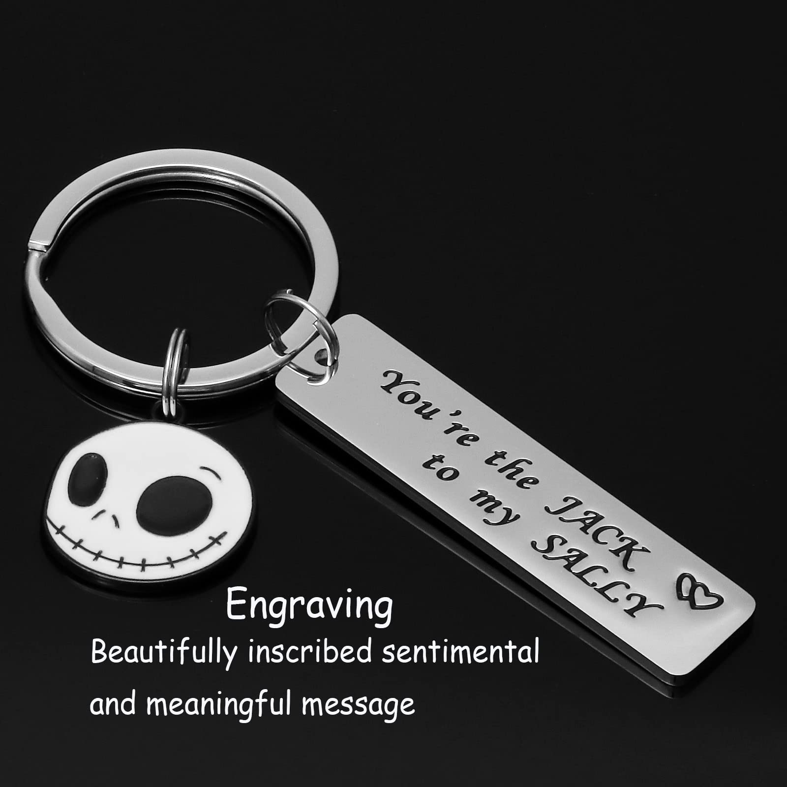 AHAETH Jack Skellington Gifts Keychian for Women Men Jewelry Jack Skeleton Stuff Ornaments Jack and Sally Keychains