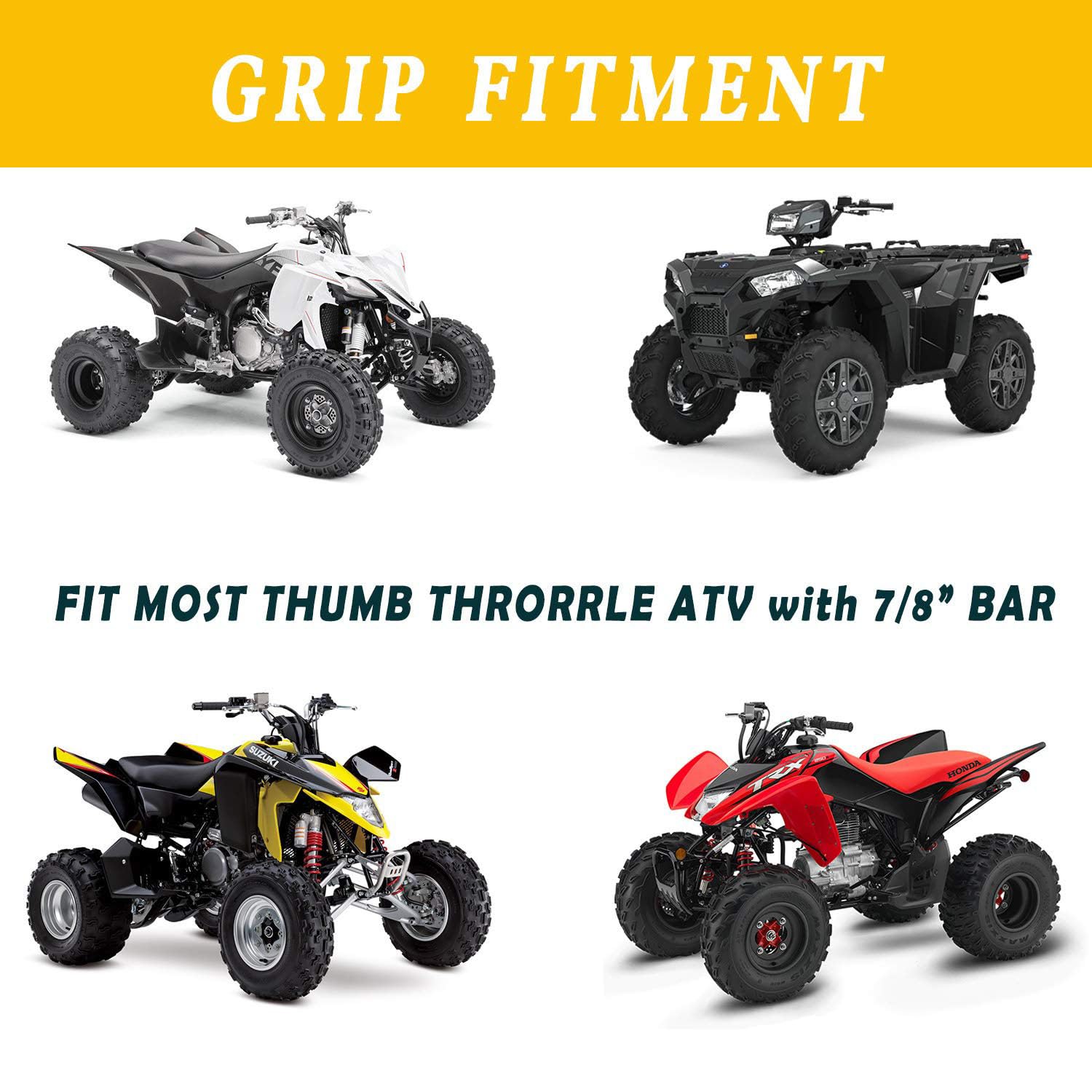 APPYU 78 ATV Grips Universal Handlebar Grips Soft Rubber Motorcycle Grip for ATV Polaris Thumb Throttle Kid Youth 4 Wheeler Quad 400ex Trx200 Trx250 Trx300 Trx350 (Red)