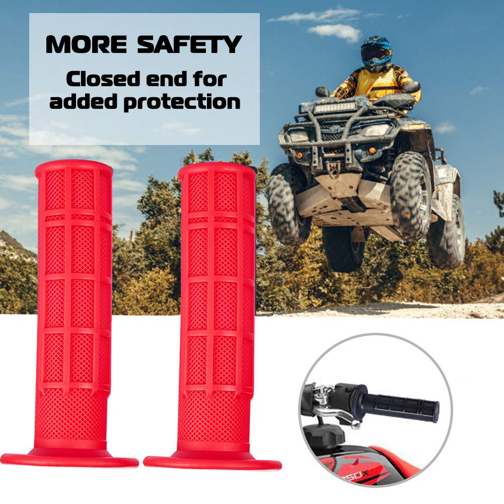 APPYU 78 ATV Grips Universal Handlebar Grips Soft Rubber Motorcycle Grip for ATV Polaris Thumb Throttle Kid Youth 4 Wheeler Quad 400ex Trx200 Trx250 Trx300 Trx350 (Red)