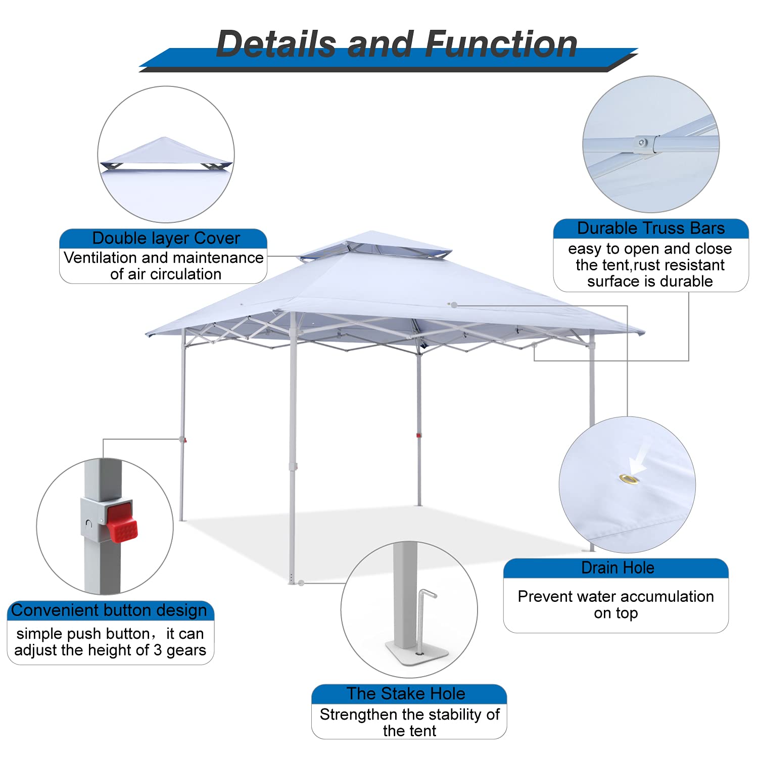 MASTERCANOPY Pop-Up Canopy Tent 13x13 Instant Shelter Outdoor Canopy with Wheeled Bag (White)