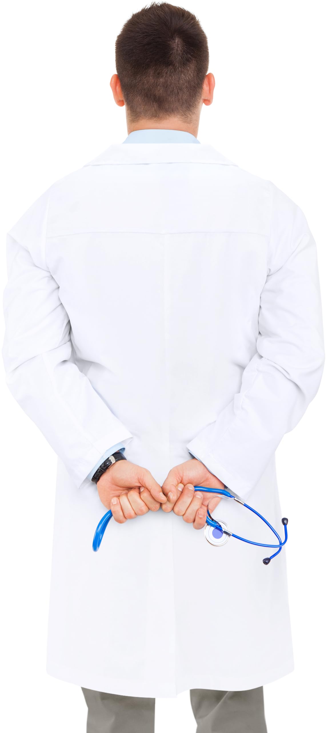 NY Threads Professional Lab Coat for Men Long Sleeve Poly Cotton Medical Coat 1 Pack, Large, White