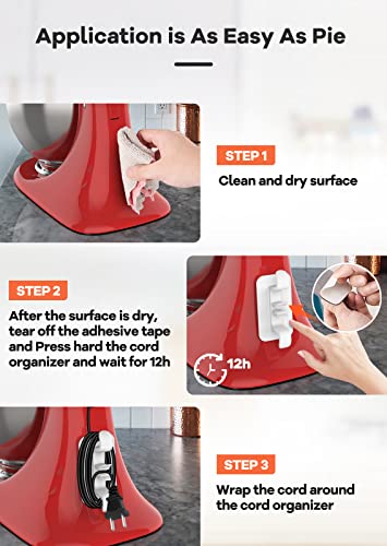 Cord Organizer for Small Kitchen Appliances: 10 Pack Upgraded Cord Wrapper Cord Holder with Reusable Cable Ties, Power Cord Keeper Stick on Mixer, Blender, Coffee Maker, Pressure Cooker and Air Fryer