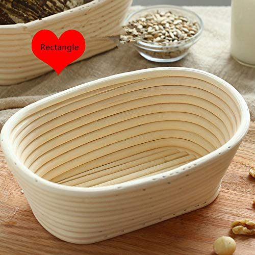 Autobestown Rattan Bread Basket,Proofing Baskets for Bread Baking,Oval Banneton Bread Basket,Natural Rattan Fermentation Fruit Tray Dough Storage (8.3x6x3inches)