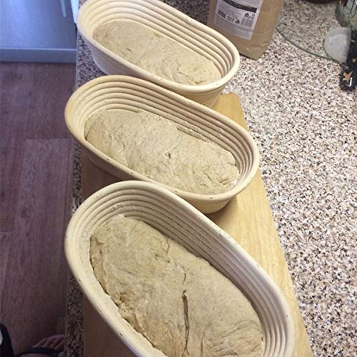 Autobestown Rattan Bread Basket,Proofing Baskets for Bread Baking,Oval Banneton Bread Basket,Natural Rattan Fermentation Fruit Tray Dough Storage (8.3x6x3inches)
