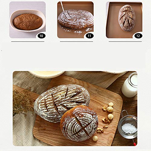 Autobestown Rattan Bread Basket,Proofing Baskets for Bread Baking,Oval Banneton Bread Basket,Natural Rattan Fermentation Fruit Tray Dough Storage (8.3x6x3inches)