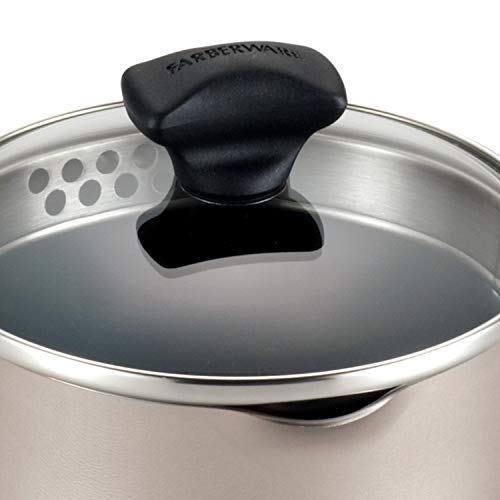 Farberware 21907 Dishwasher Safe Nonstick Sauce Pan/Saucepan with Straining and Lid, 1 Quart, Silver
