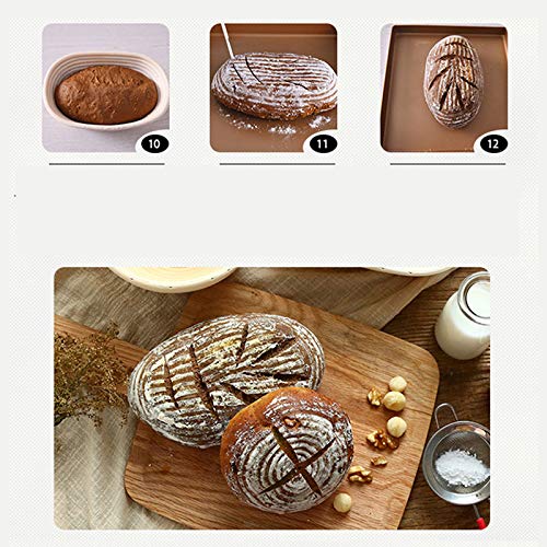 Autobestown Rattan Bread Basket,Proofing Baskets for Bread Baking,Oval Banneton Bread Basket,Natural Rattan Fermentation Fruit Tray Dough Storage (8.3x6x3inches)