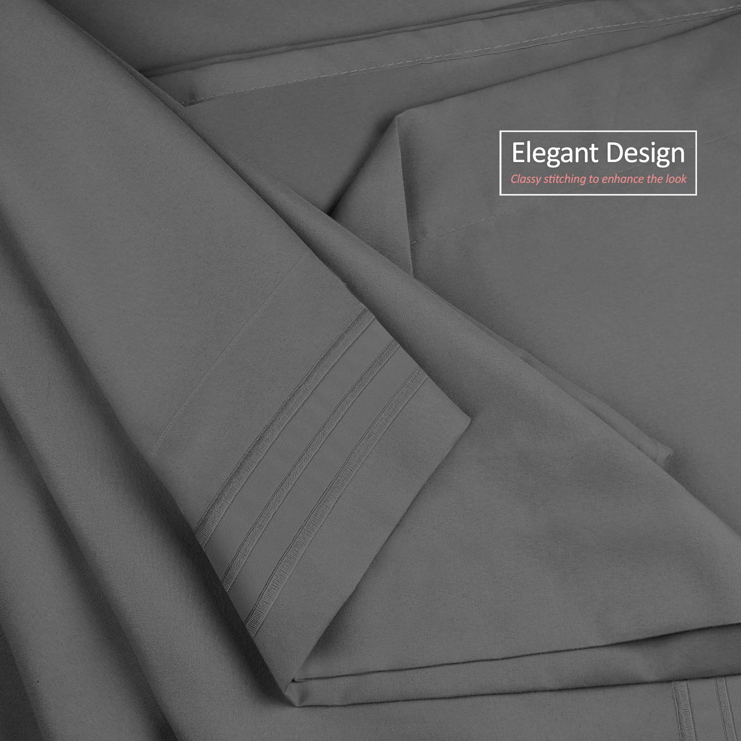 Nestl Full Size Sheet Sets - 6 PC Soft Microfiber Deep Pocket Full Sheet Set - Shrinkage and Fade Resistant Bedding Sheets & Pillowcases - Full, Dark Gray