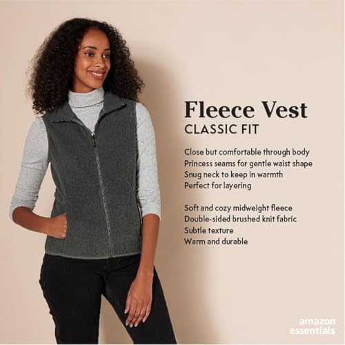 Amazon Essentials Women's Classic-Fit Sleeveless Polar Soft Fleece Vest (Available in Plus Size), Black Red Buffalo Plaid, X-Large