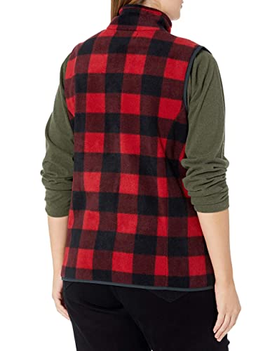 Amazon Essentials Women's Classic-Fit Sleeveless Polar Soft Fleece Vest (Available in Plus Size), Black Red Buffalo Plaid, X-Large