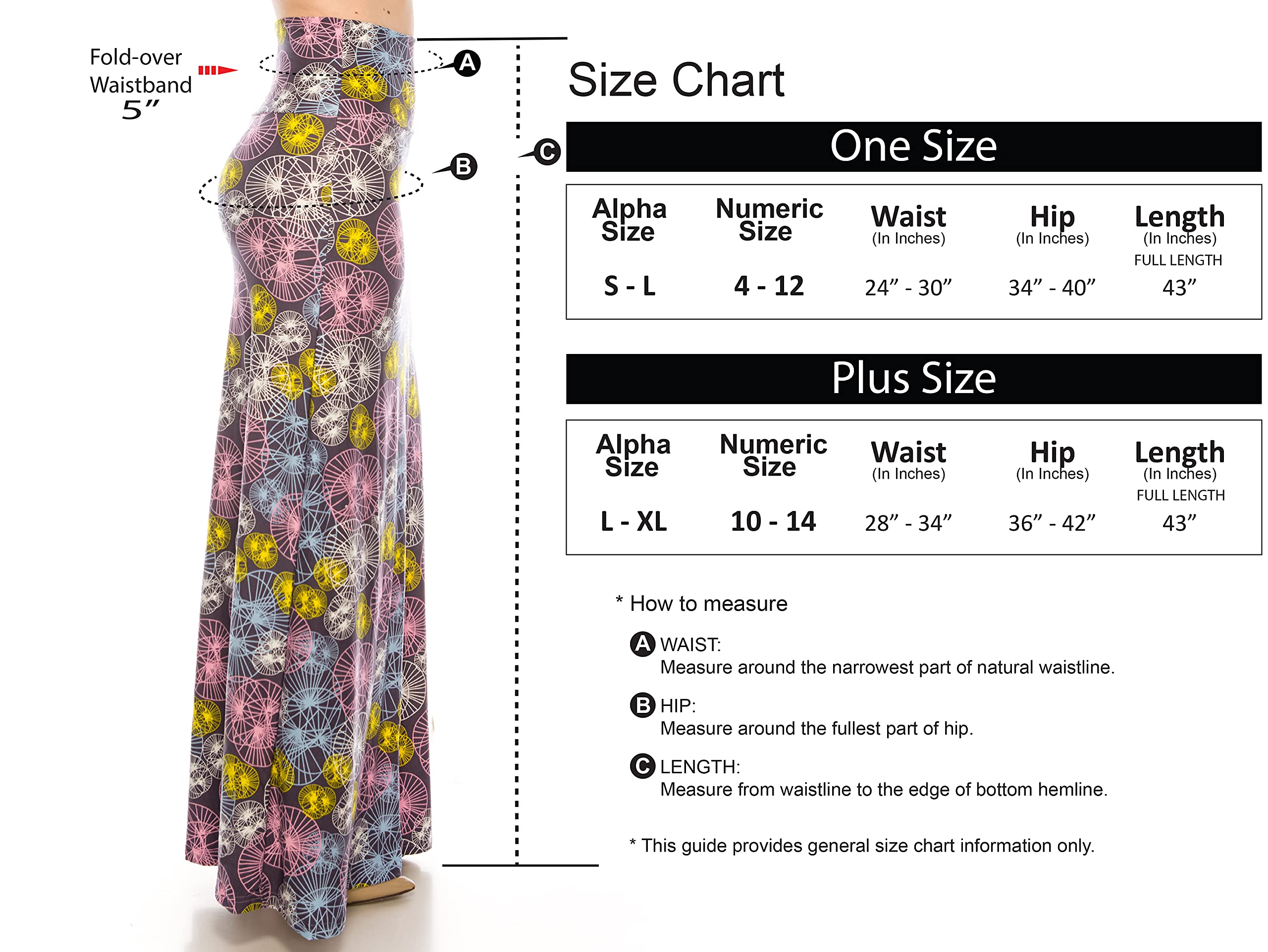RENESEILLE Women's Long Maxi Skirt โ Casual High Waist Fold Over Elastic Waistband Soft Flare Foldable Stretch Lounge Boho SKT810 C-16 PS