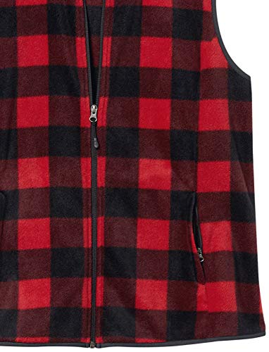 Amazon Essentials Women's Classic-Fit Sleeveless Polar Soft Fleece Vest (Available in Plus Size), Black Red Buffalo Plaid, X-Large