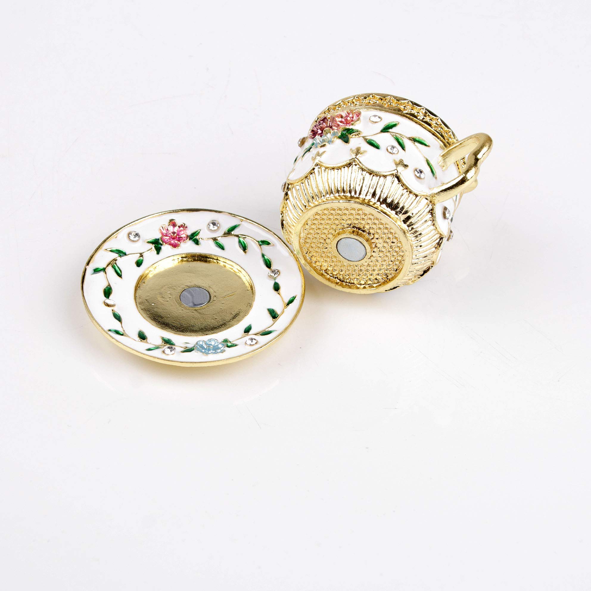 SEVENBEES Coffee Cup Figurine Collectibles Hinged Jewelry Box Trinket Boxes