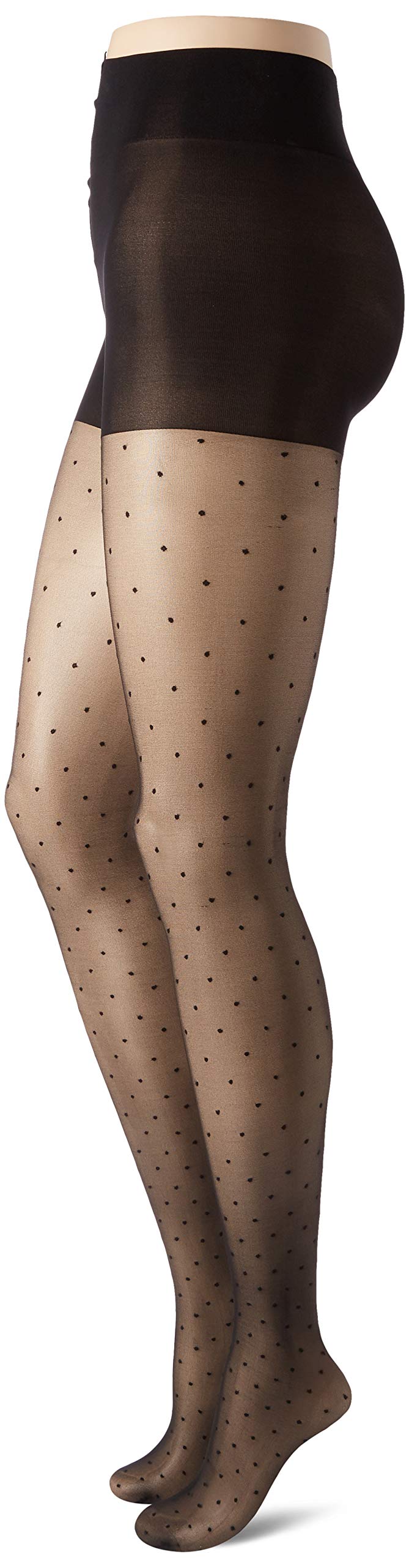 Hanes Script Women's Fashion Dot Compression Tights for Leg Support, Control Top, Sheer Toe, Black, Size X Large (Pack of 1)