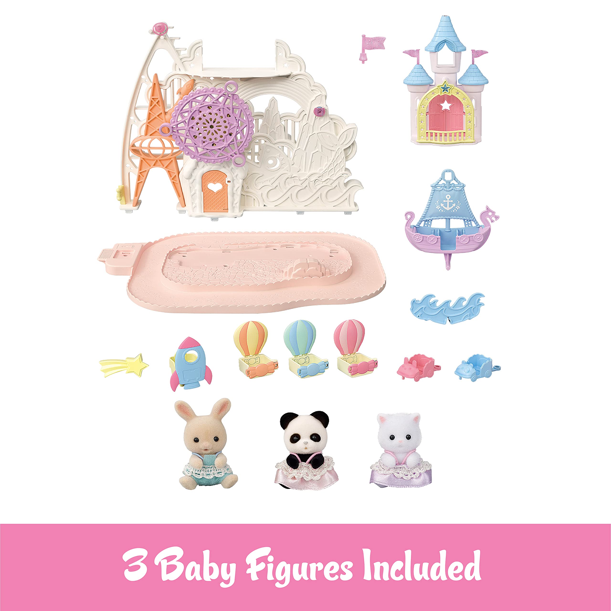 Calico Critters Baby Amusement Park, Dollhouse Playset with 3 Figures Included