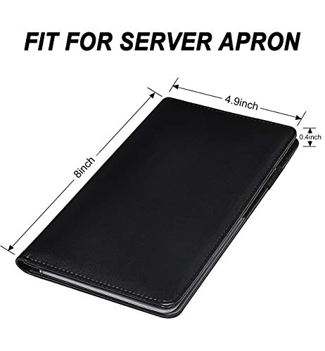 Server Books for Waitress - Leather Waiter Book Server Wallet with Zipper Pocket, Cute Waitress Book&Waitstaff Organizer with Money Pocket Fit Server Apron(Classic Black)