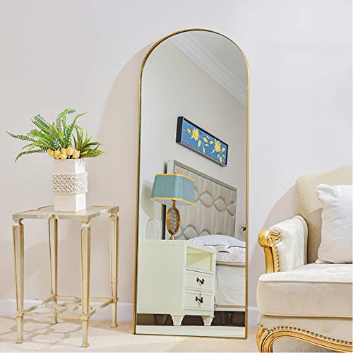 XKZG 64" x 21" Arched Full Length Mirror Floor Mirror with Aluminum Alloy Frame Full Body Mirror Stand Mirror Wall Mounted Mirror for Bedroom Living Room - Gold