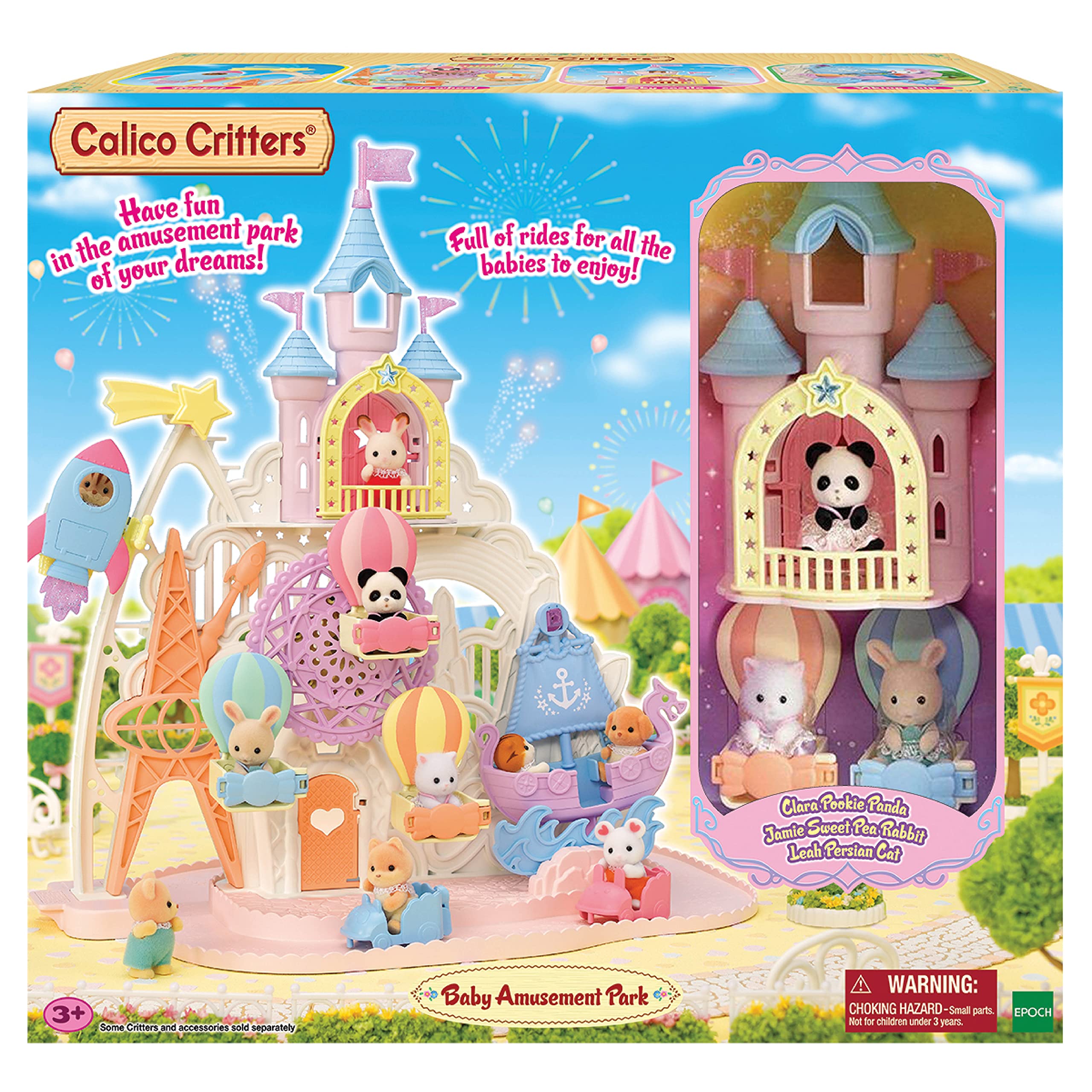 Calico Critters Baby Amusement Park, Dollhouse Playset with 3 Figures Included