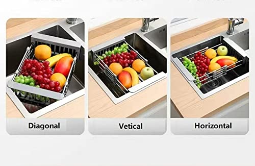 Temu Kitchen Drain Rack, Stainless Steel Kitchen Basket, Home Dish Rack, Retractable Sink Shelf, Vegetable Fruit Rack