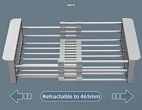 Temu Kitchen Drain Rack, Stainless Steel Kitchen Basket, Home Dish Rack, Retractable Sink Shelf, Vegetable Fruit Rack
