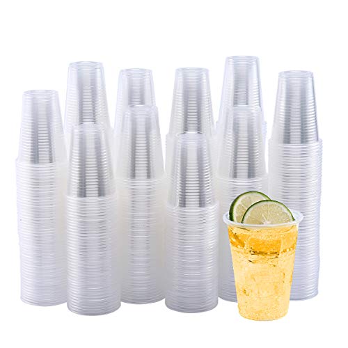 Turbo Bee 500Pack 9 OZ Clear Plastic Cups,Cold Party Drinking Cups,Transparent Plastic Cups Bulk, Disposable Cups for Wedding,Thanksgiving, Christmas Party