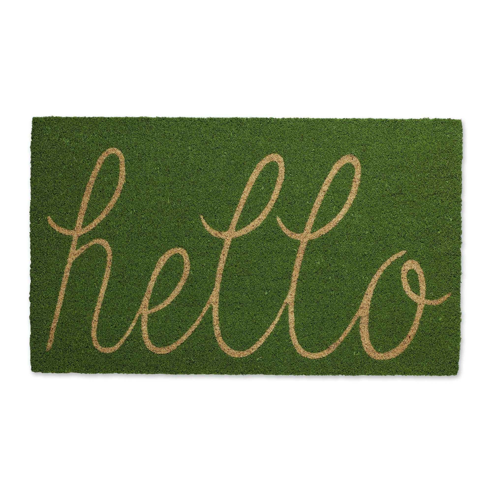 DII Hello Coir Fiber Doormat Non-Slip Durable Outdoor/Indoor, Pet Friendly, 18x30, Green Apple