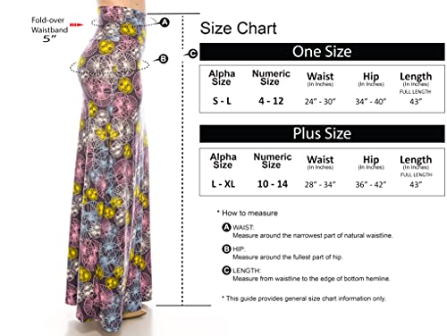 RENESEILLE Women's Long Maxi Skirt – Casual High Waist Fold Over Elastic Waistband Soft Flare Foldable Stretch Lounge Boho SKT810 White OS
