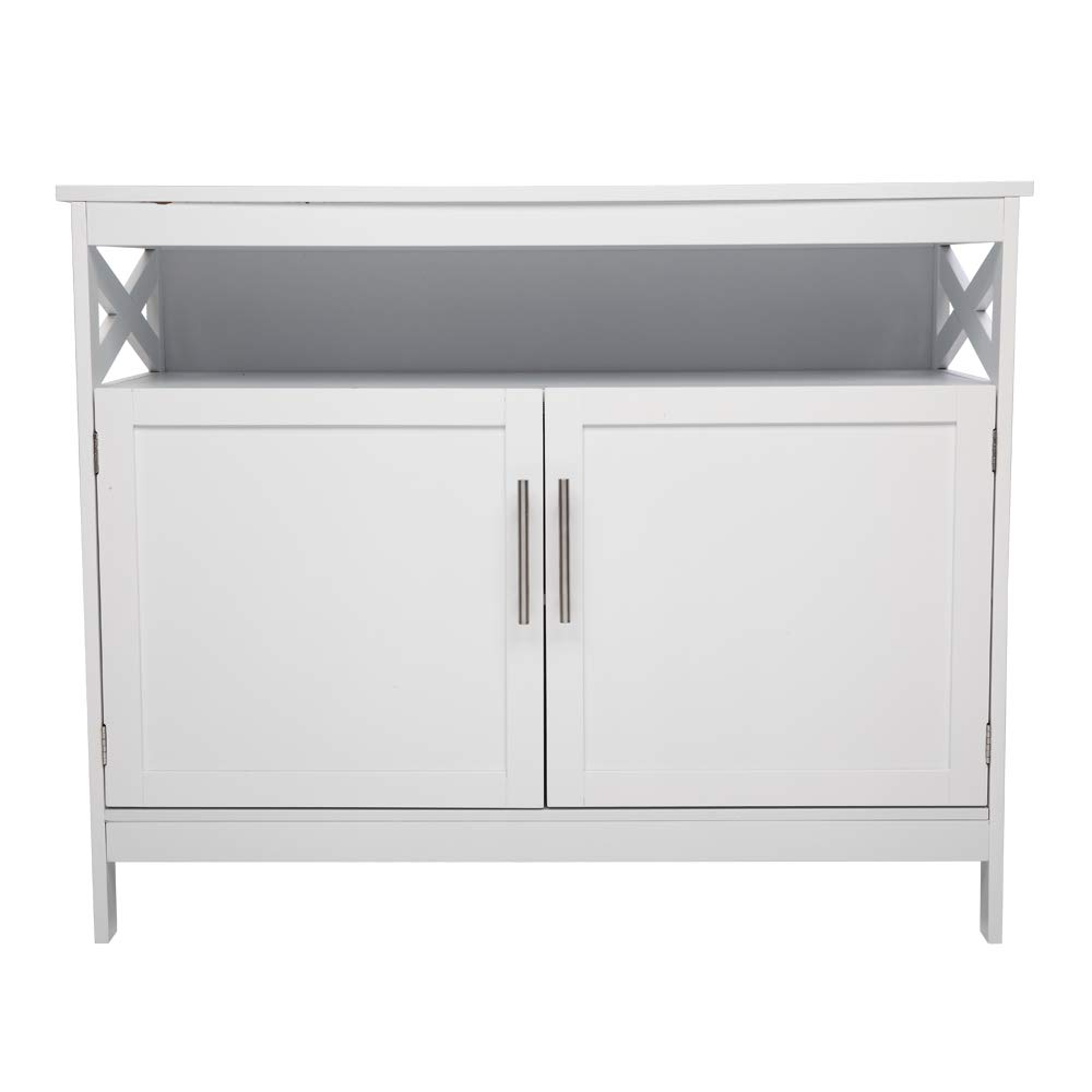 Aoerte Kitchen Sideboard Storage Cabinet, Large Dining Buffet Server Cupboard Cabinet, Console Table with Display Shelf and Double Doors, Idea for Kitchen and Dining,White