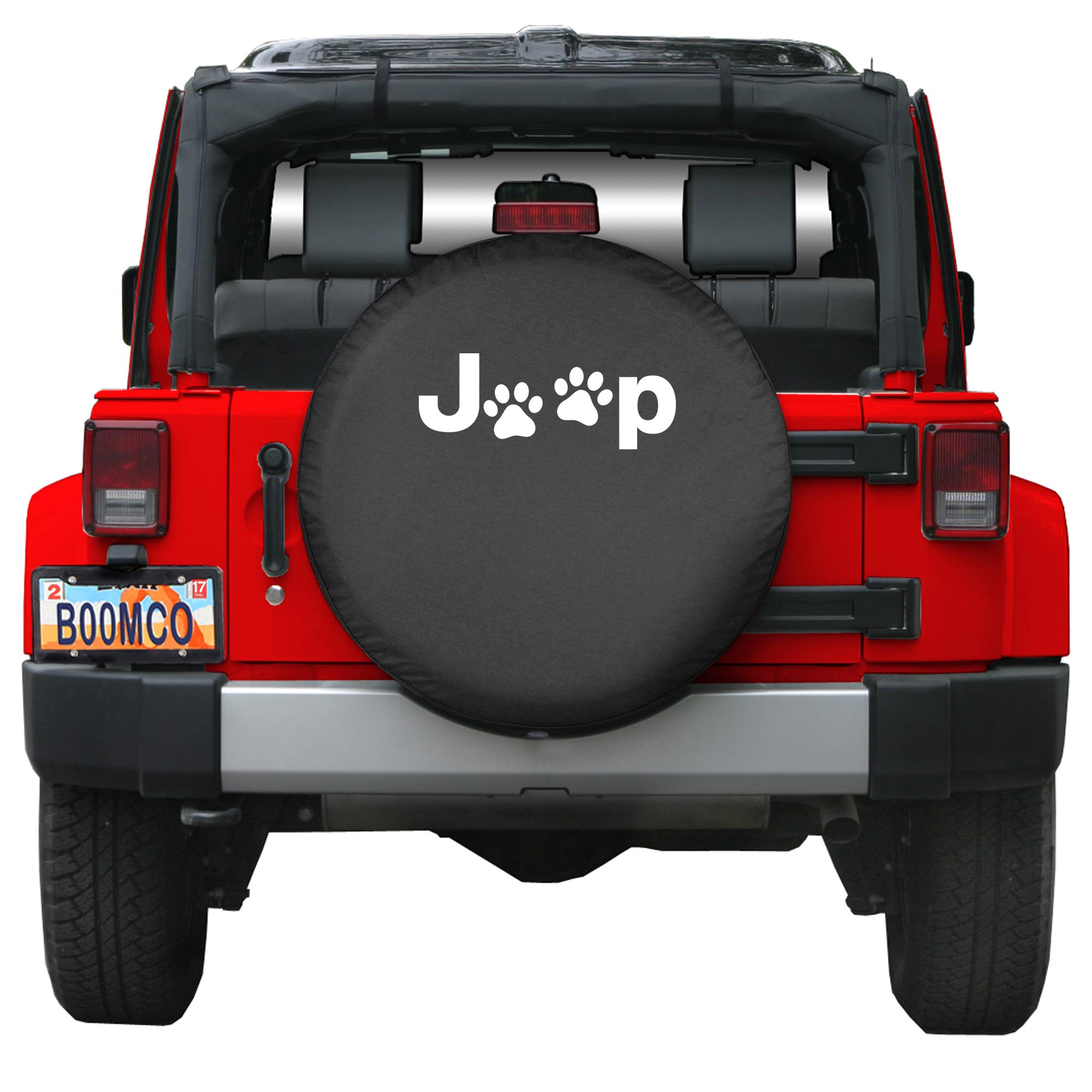 Boomerang® - 35" Soft Tire Cover Compatible with Jeep® Wrangler JK (2006-2018) - Dog Paw Prints