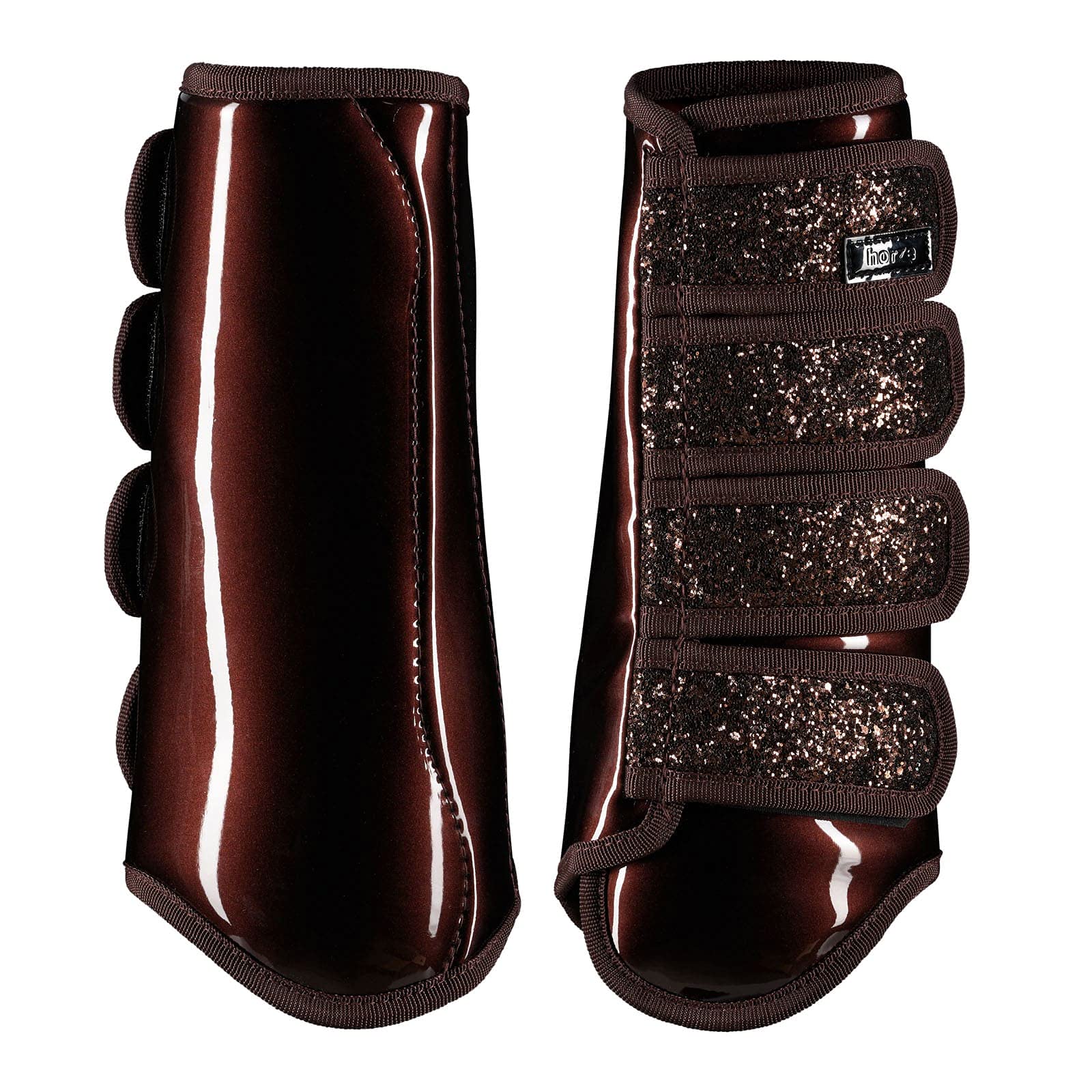 HORZE Protection Boots with Glitter - Brown - Warmblood