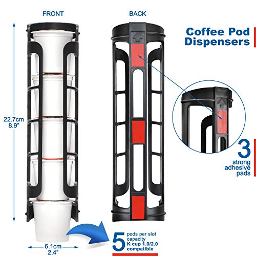 STORAGENIE Coffee Pod Holder for Keurig K-cup, Side Mount K Cup Storage, Perfect for Small Counters (2 Pack/For 10 K Cups, Black)