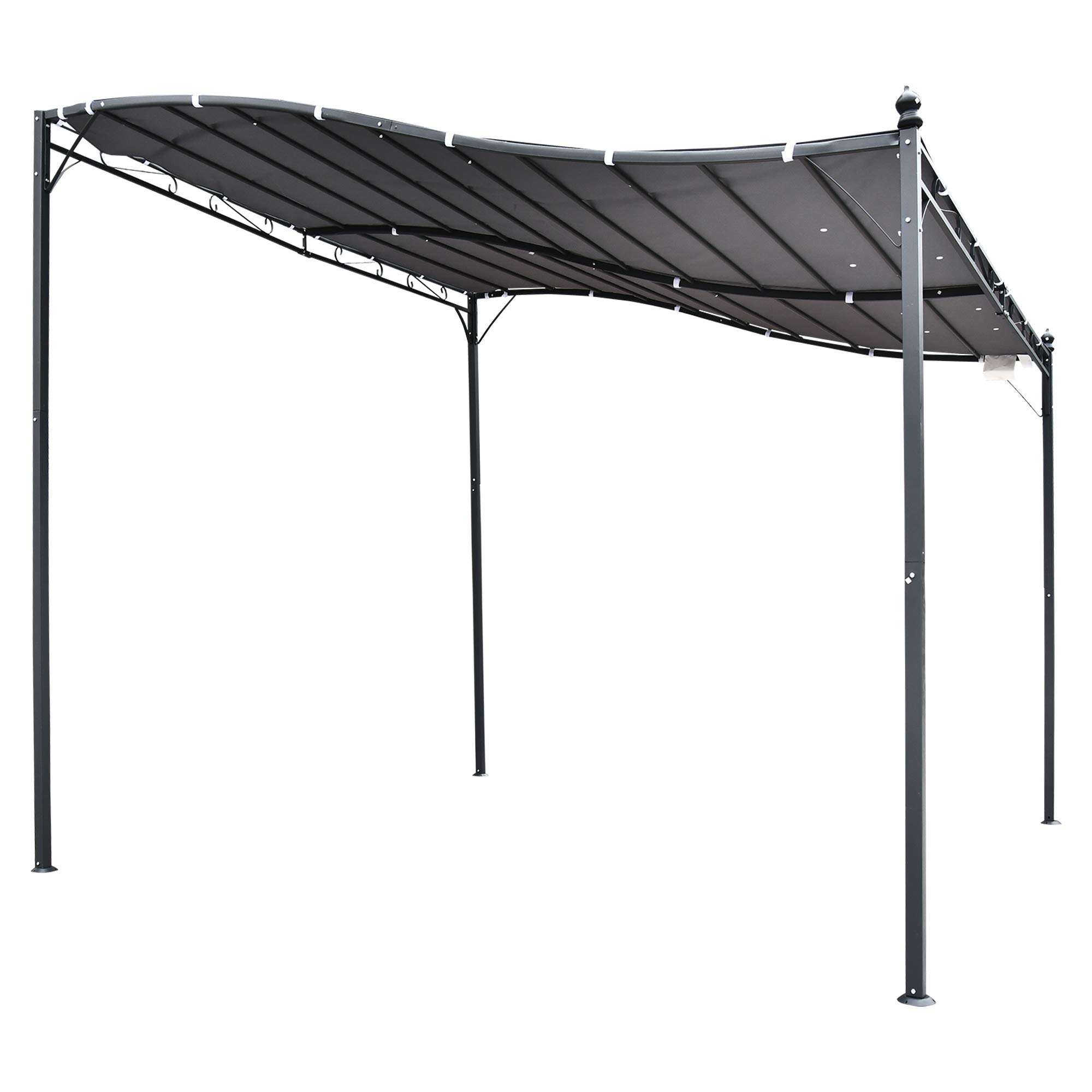 Outsunny 10' x 10' Steel Outdoor Pergola Gazebo, Patio Canopy with Weather-Resistant Fabric and Drainage Holes for Backyard, Deck, Garden, Gray