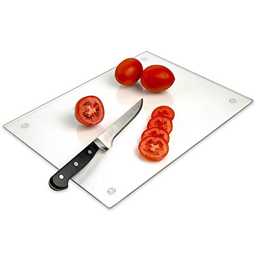 Tempered Glass Cutting Board β Long Lasting Clear Glass β Scratch Resistant, Heat Resistant, Shatter Resistant, Dishwasher Safe. (Large 12x16")