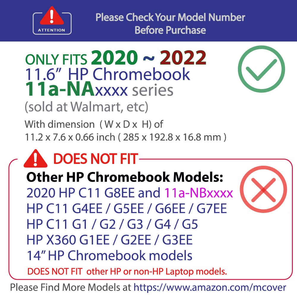 mCover Case Compatible for 2020~2022 11.6" HP Chromebook 11a-NAxxxx Series laptops ONLY (NOT Fitting Any Other HP Models) - Black