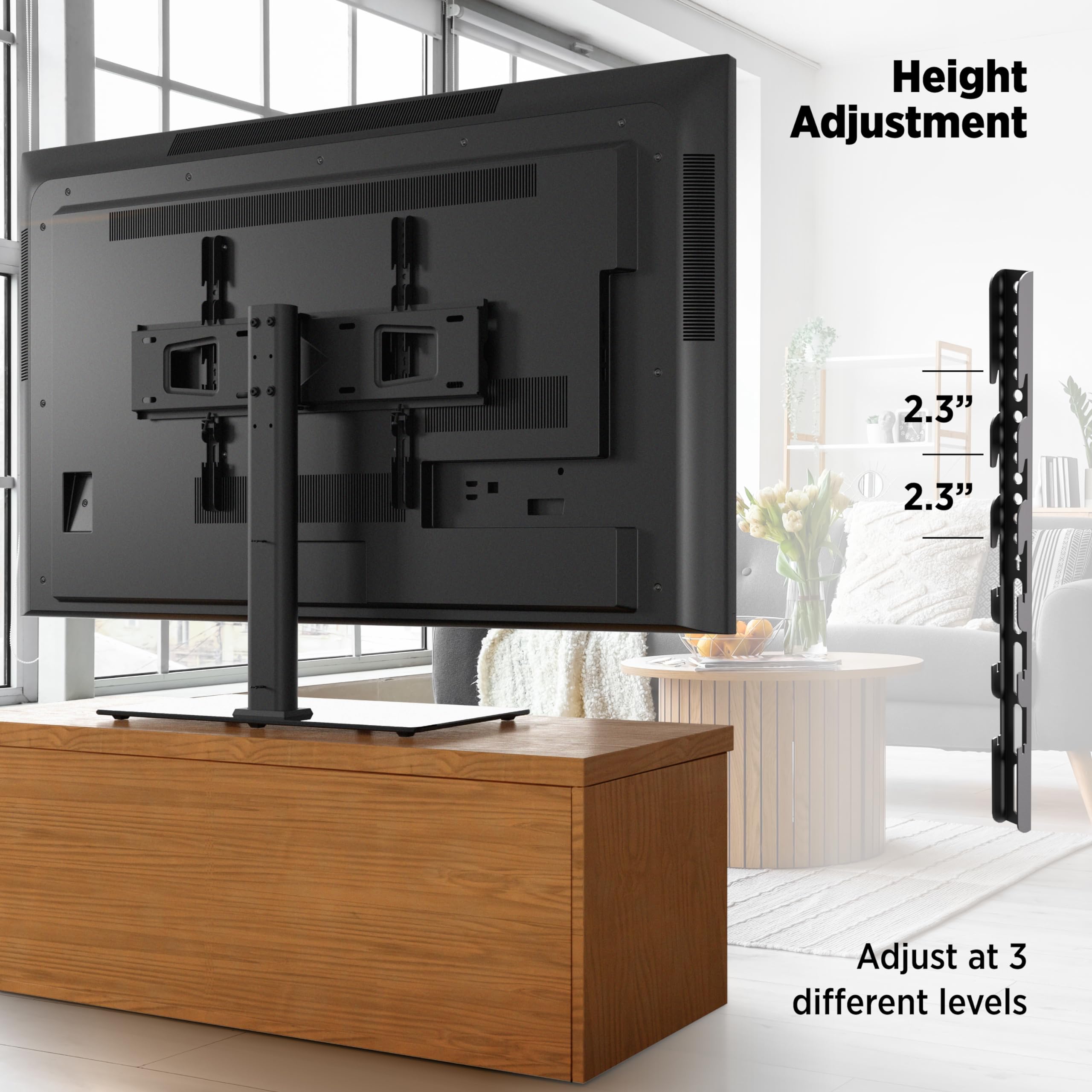 ProMounts Universal Swivel Table TOP TV Stand, Height-Adjustable Bracket for 37-72 Inch LED LCD OLED Plasma Flat and Curved TV Screens Holds Up to 99 lbs, Max VESA 600x400