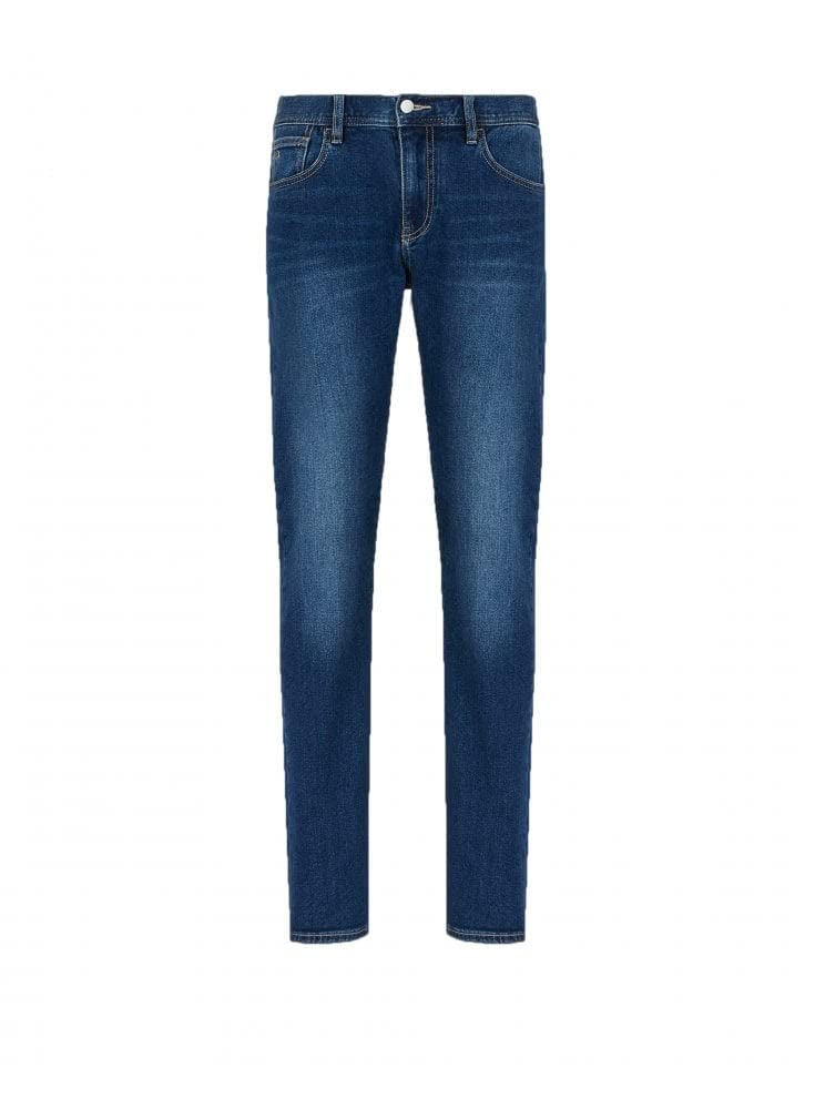 A | X ARMANI EXCHANGE Men's 5 Pocket Slim Denim, Mid Wash/Light Stitching/Stretch Cotton, 32