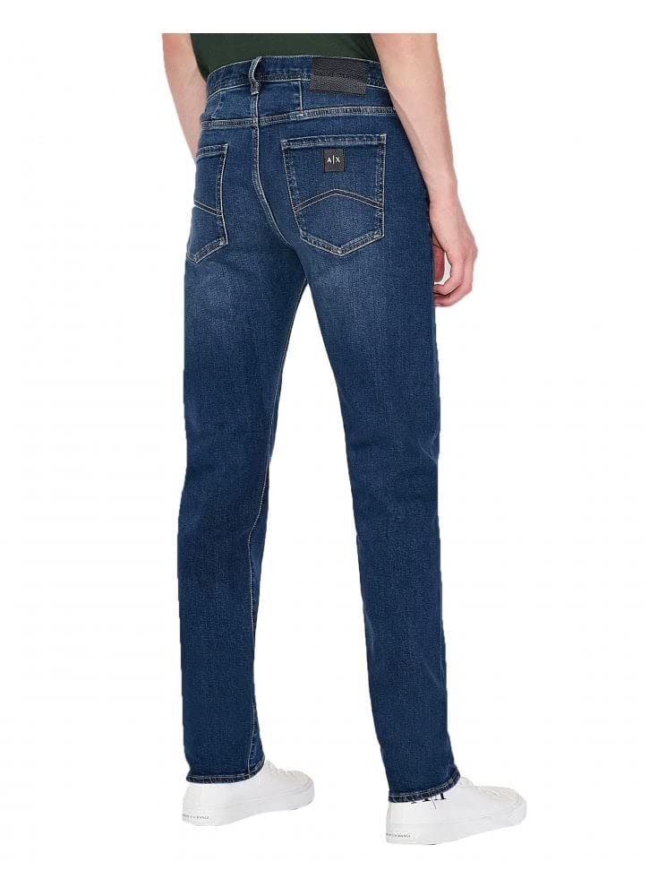 A | X ARMANI EXCHANGE Men's 5 Pocket Slim Denim, Mid Wash/Light Stitching/Stretch Cotton, 32